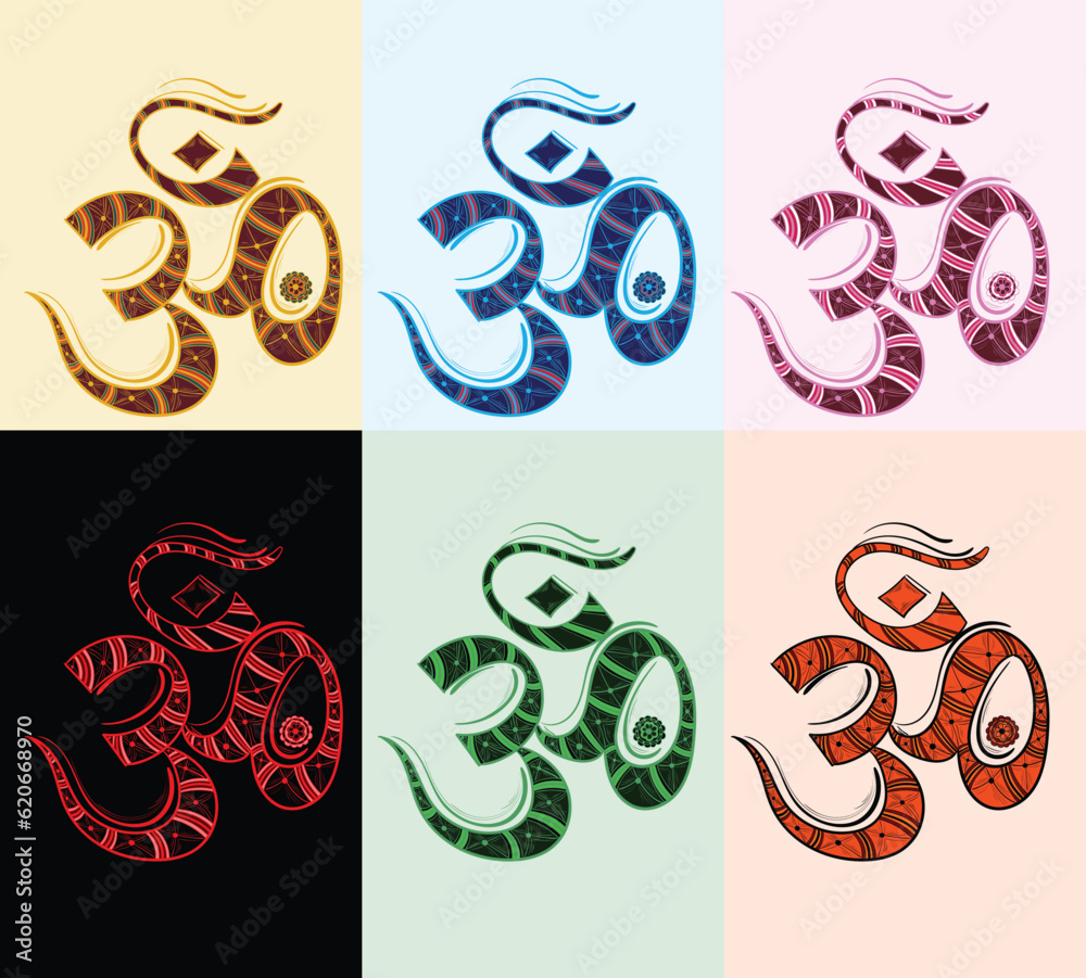 Om colour symbol collection. Spiritual Hindu Symbol - Om Design. Create ...