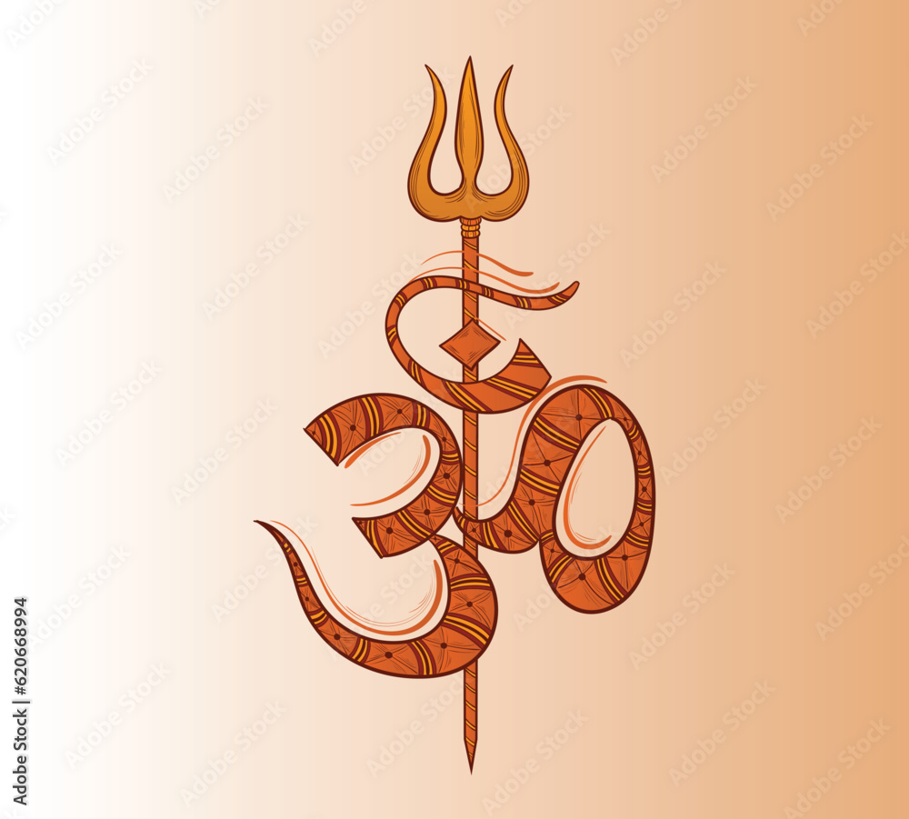 Vetor de Om and trishul colour symbol collection. Spiritual Hindu ...