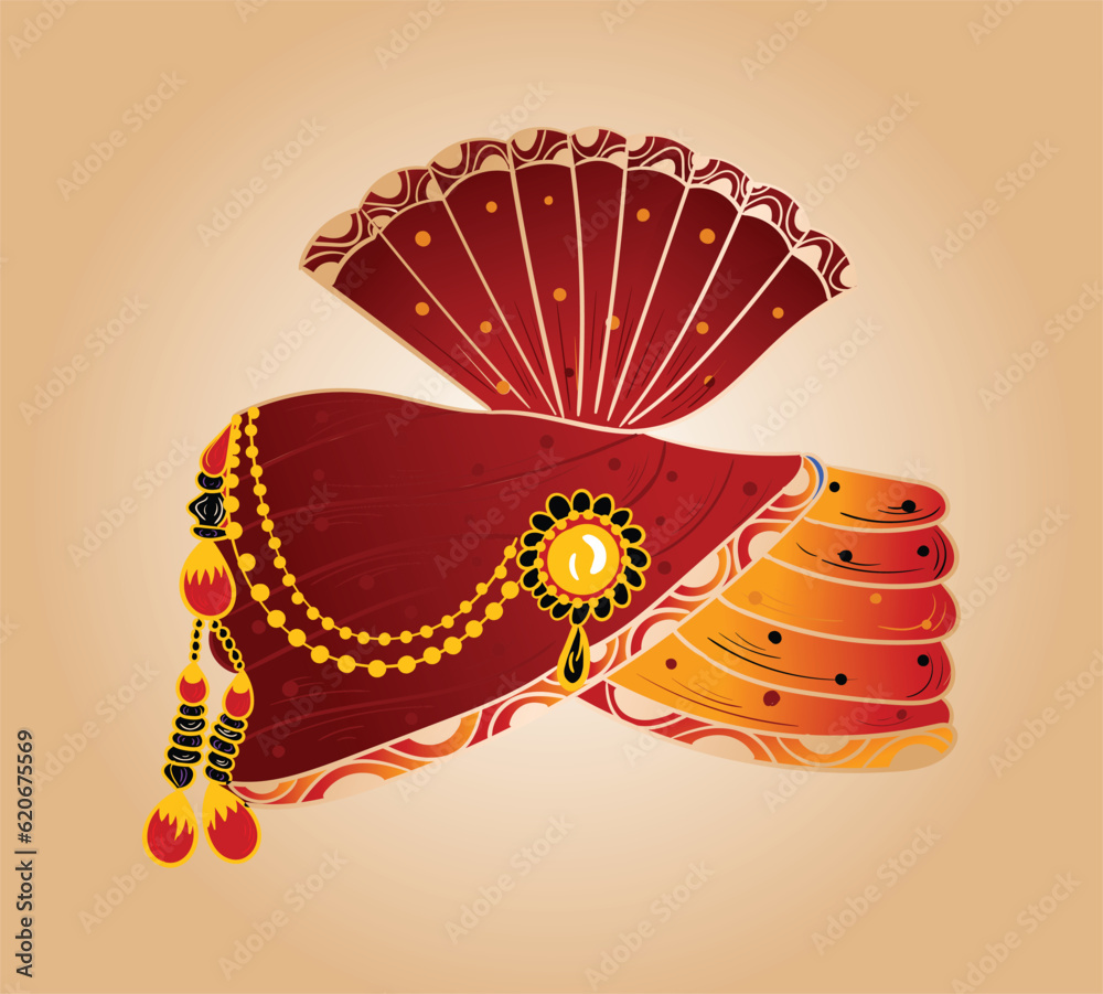 Vetor de Indian wedding symbol Safa vector illustration colour clip art ...