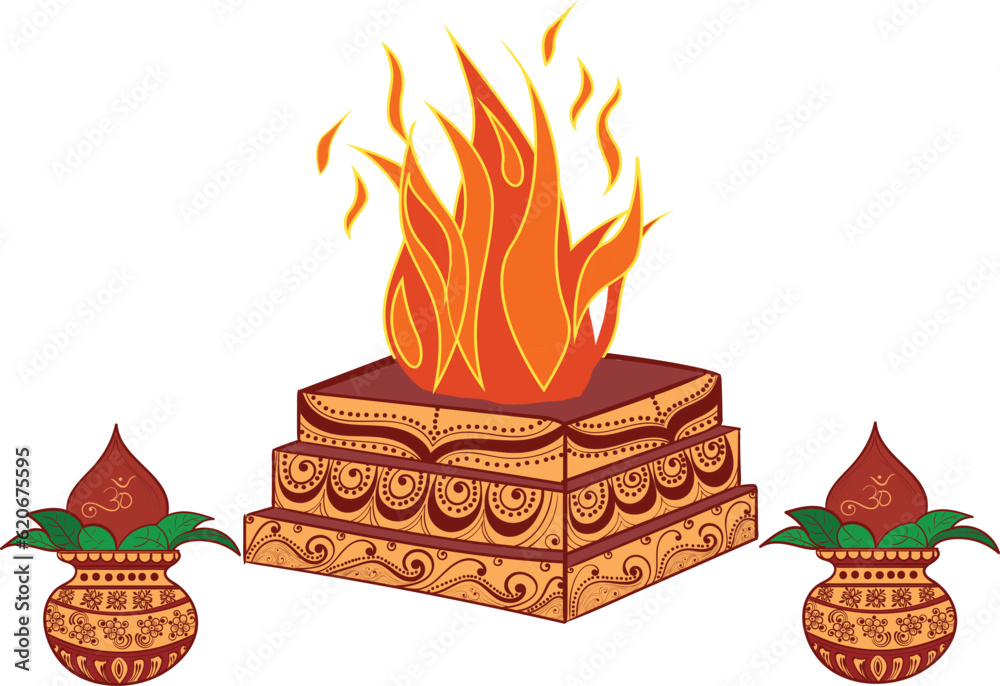 Vecteur Stock Indian wedding clip art of decorative havan design with ...