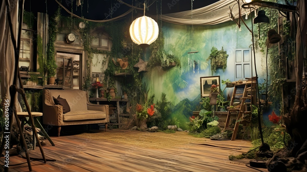 vintage 90s studio with spotlight. antique room background. Use as ...