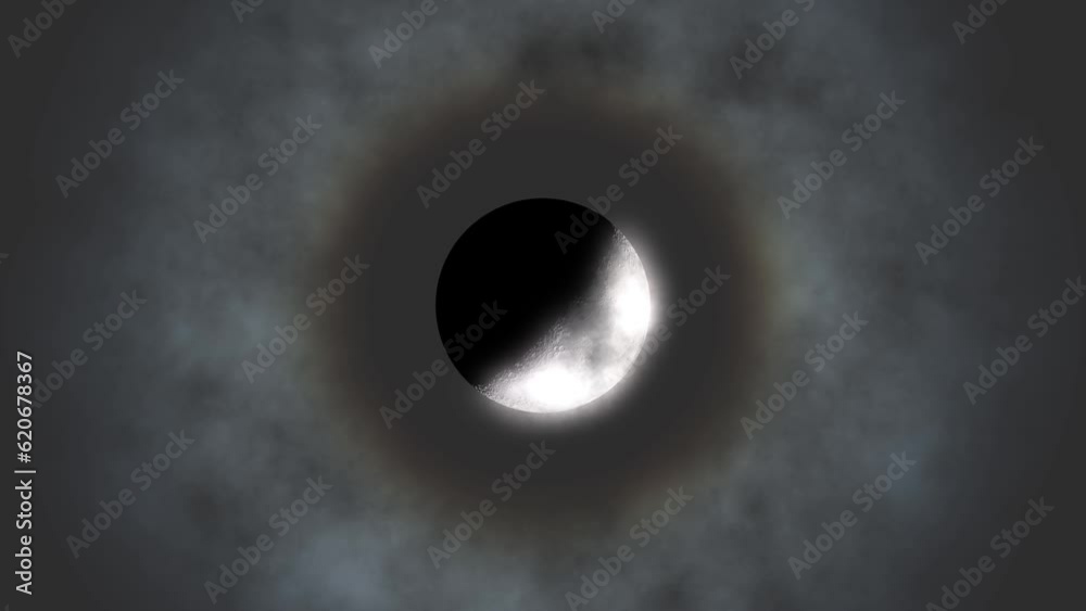 Lunar phase cycle animation background. 2D rendering abstract ...