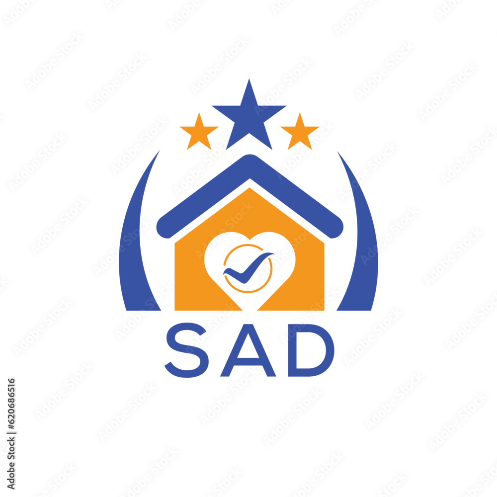 UAD House logo Letter logo and star icon. Blue vector image on white ...