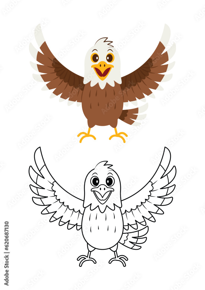 Eagle cute vector illustration cartoon isolated on white background ...
