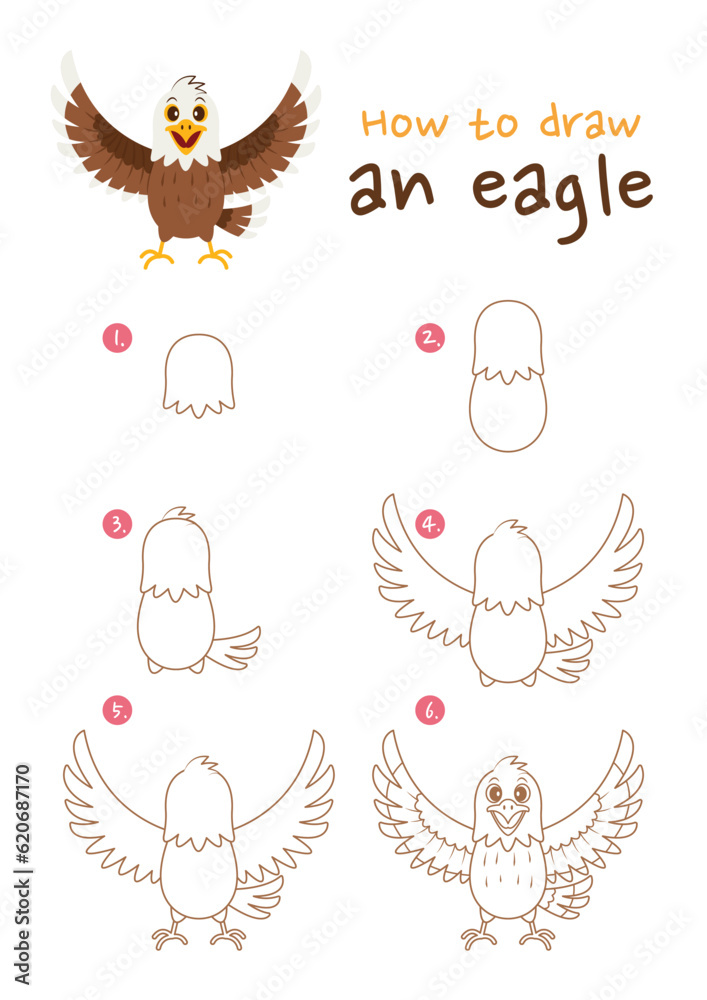 How to draw an eagle vector illustration. Draw an eagle bird step by ...