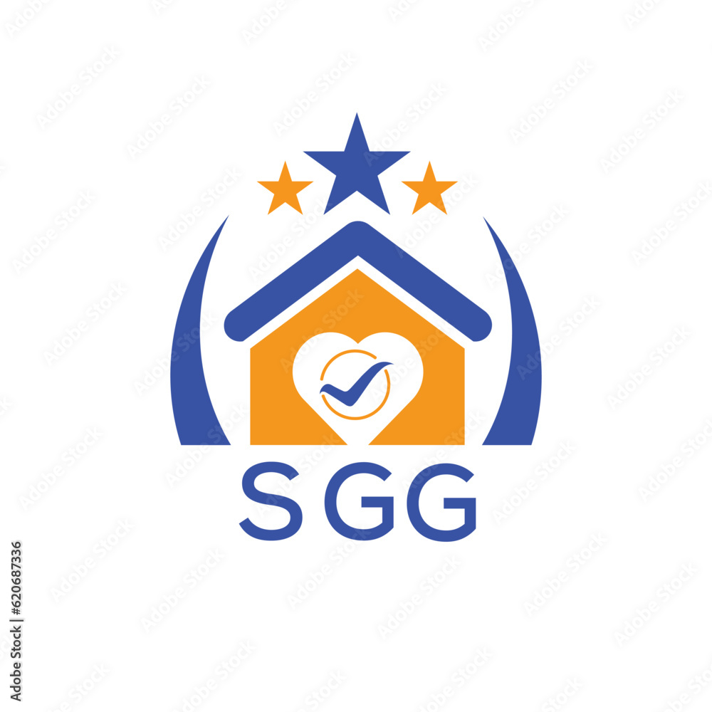 SGG House logo Letter logo and star icon. Blue vector image on white ...