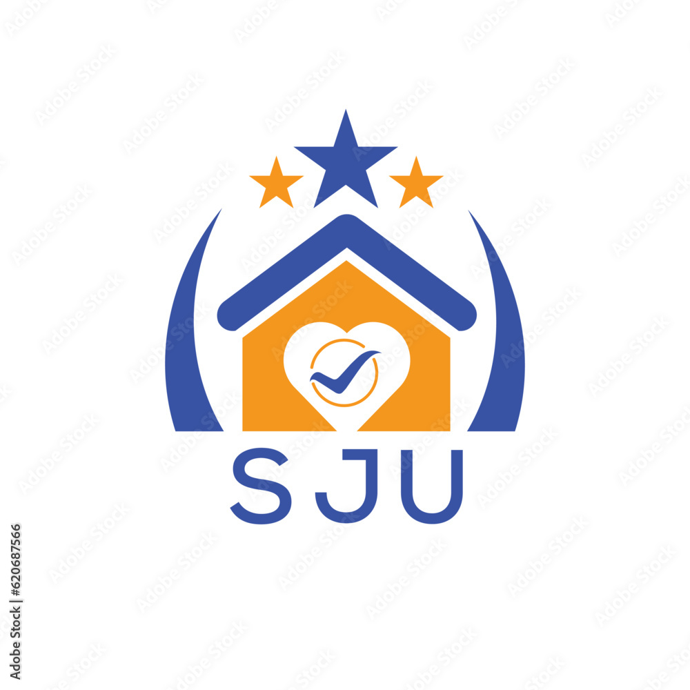 SJU House logo Letter logo and star icon. Blue vector image on white ...