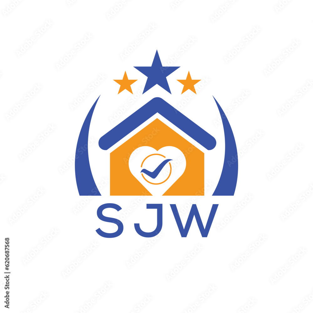 SJW House logo Letter logo and star icon. Blue vector image on white ...