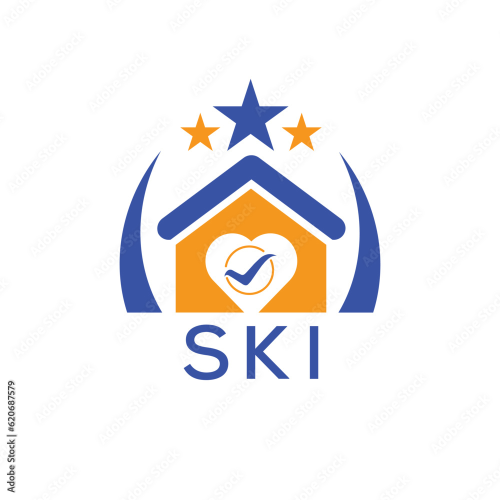 SKI House logo Letter logo and star icon. Blue vector image on white ...