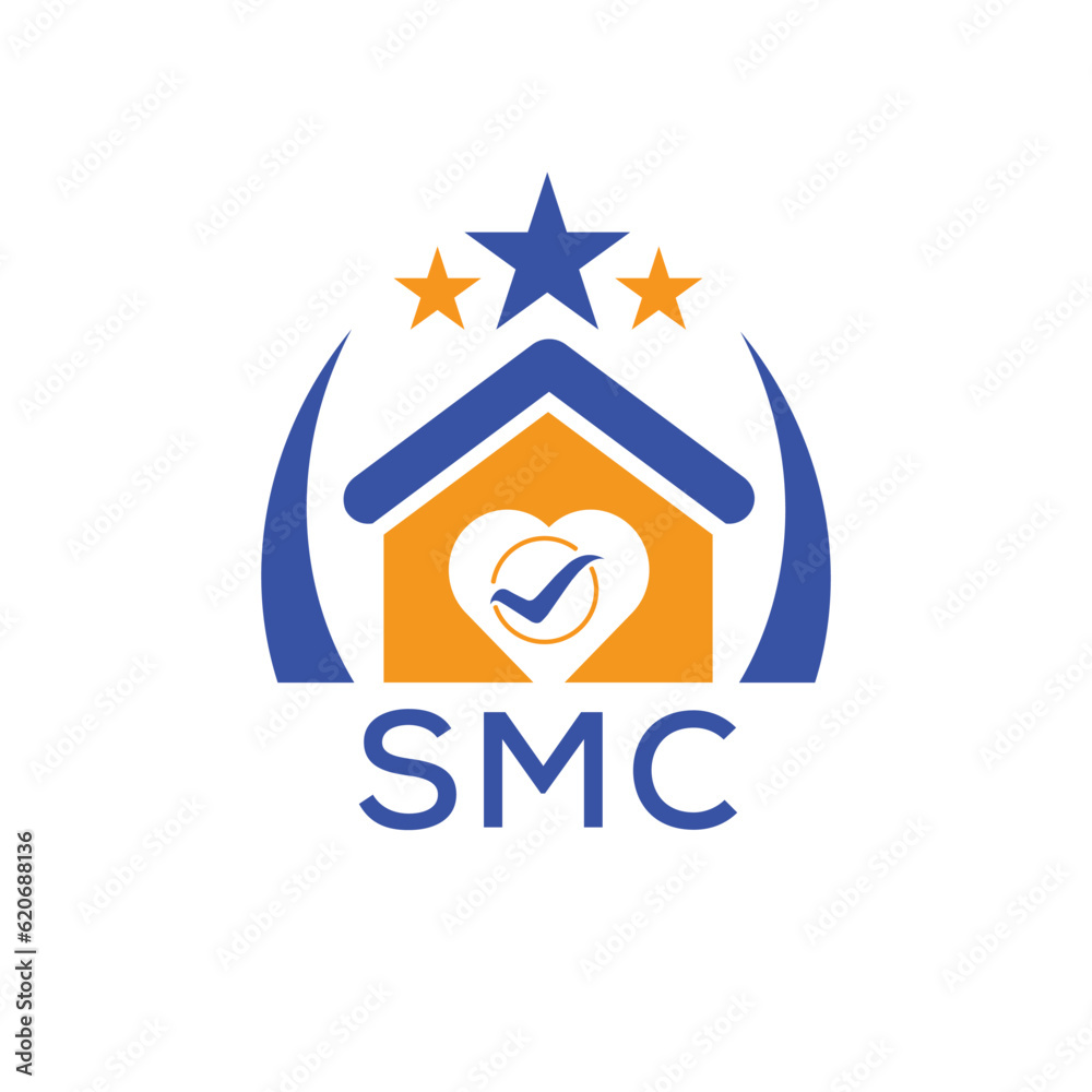 SMC House logo Letter logo and star icon. Blue vector image on white ...