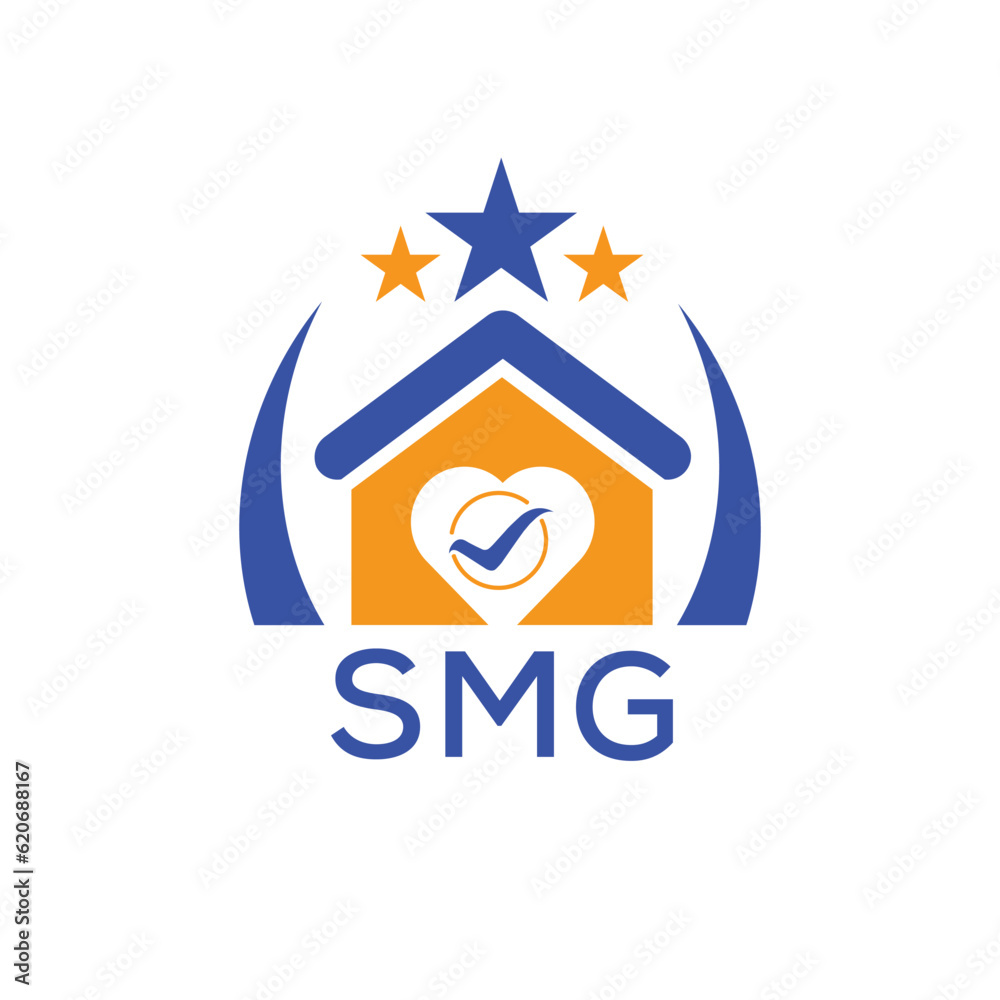 SMG House logo Letter logo and star icon. Blue vector image on white ...
