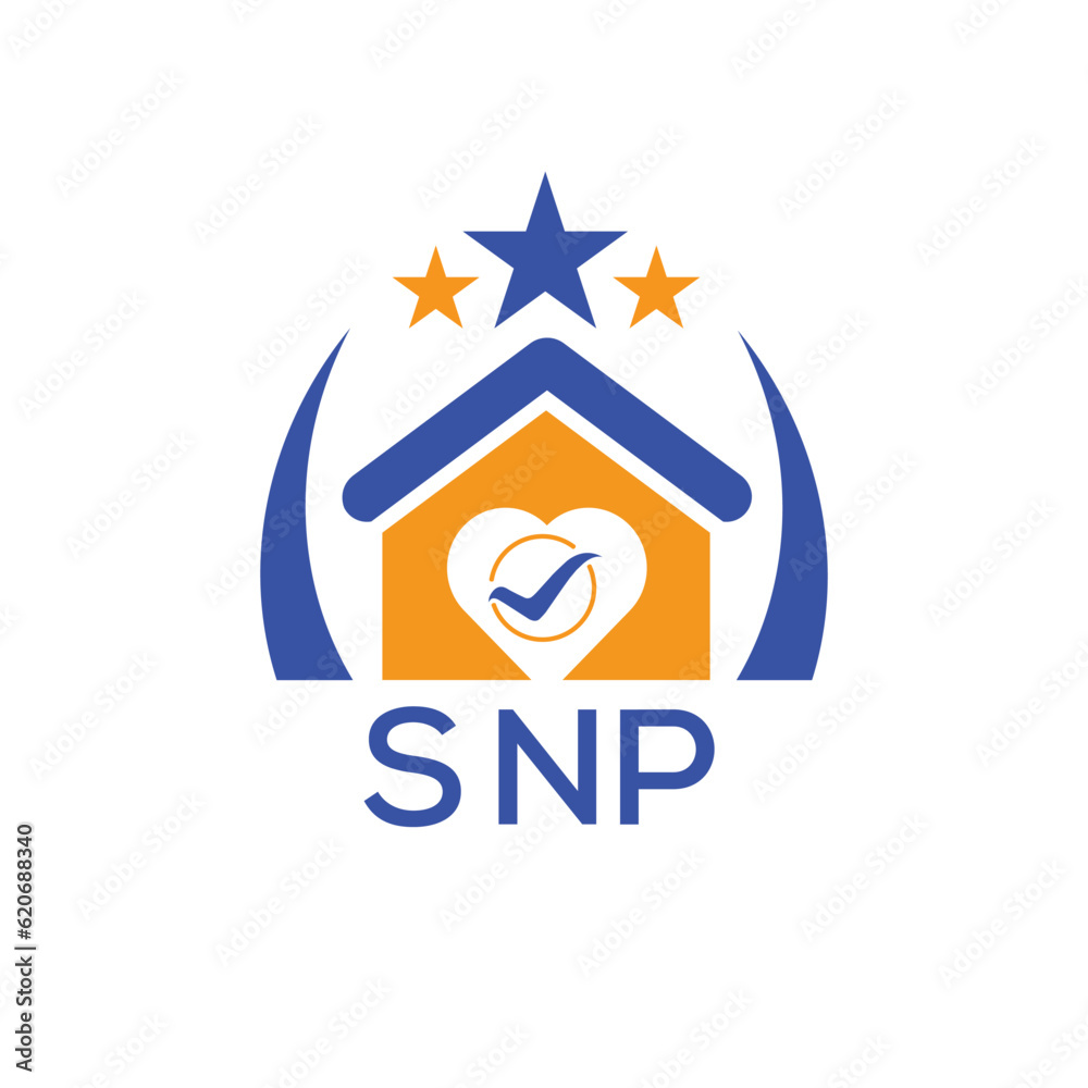 SNP House logo Letter logo and star icon. Blue vector image on white ...