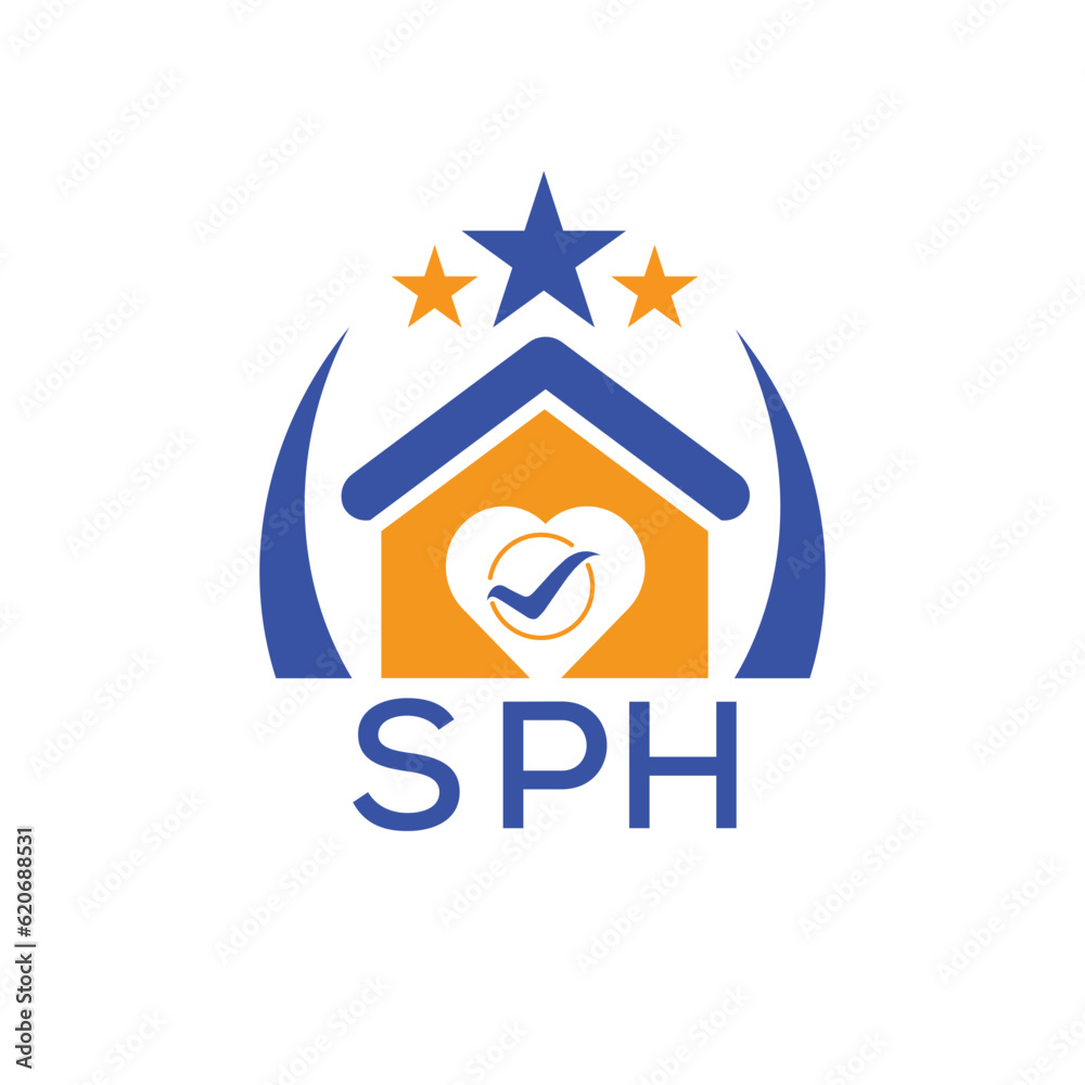 Vecteur Stock SPH House logo Letter logo and star icon. Blue vector ...