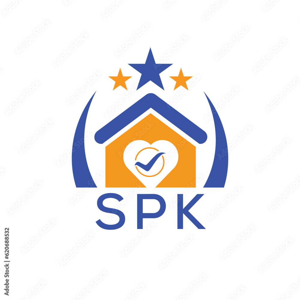SPK House logo Letter logo and star icon. Blue vector image on white ...