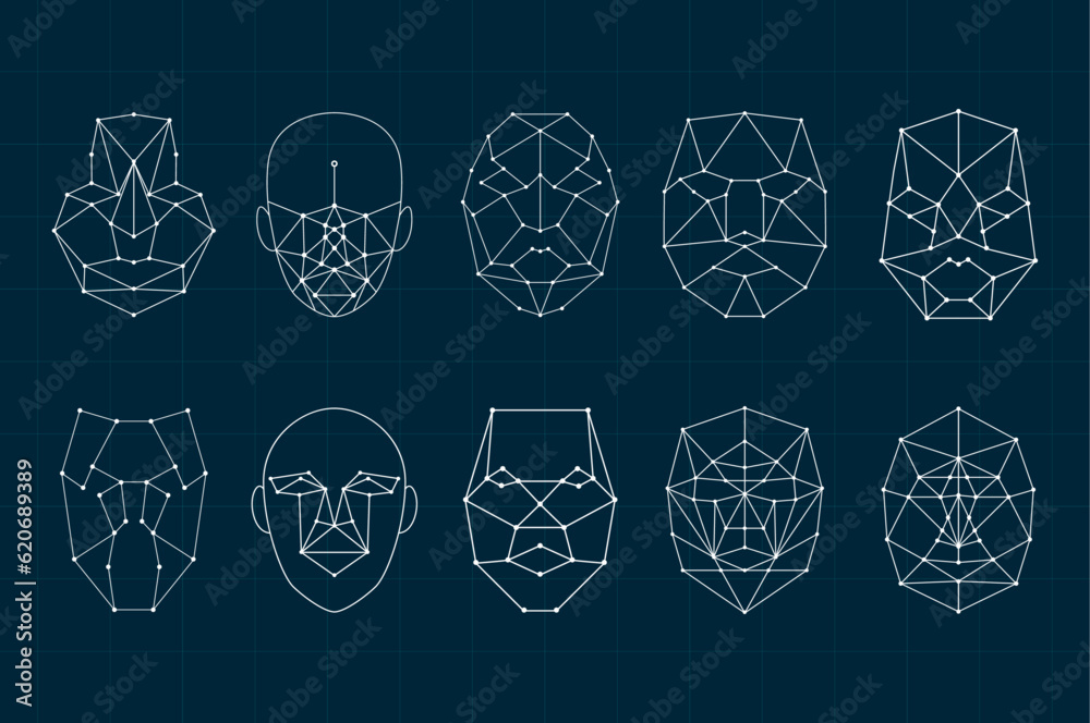 Face recognition. Human Face Scanning. Face ID. Facial recognition ...