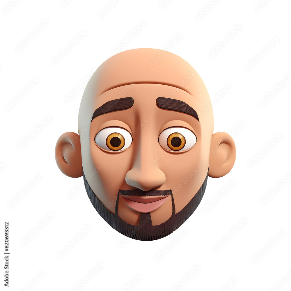 Bald men 3d render with beard, Bald men 3d headshot render of men ...