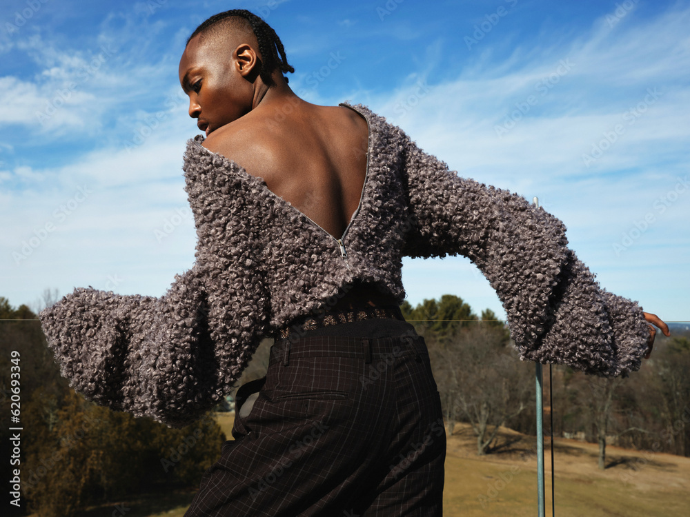 Feminine Young Black Man Genderless Stock Photo | Adobe Stock
