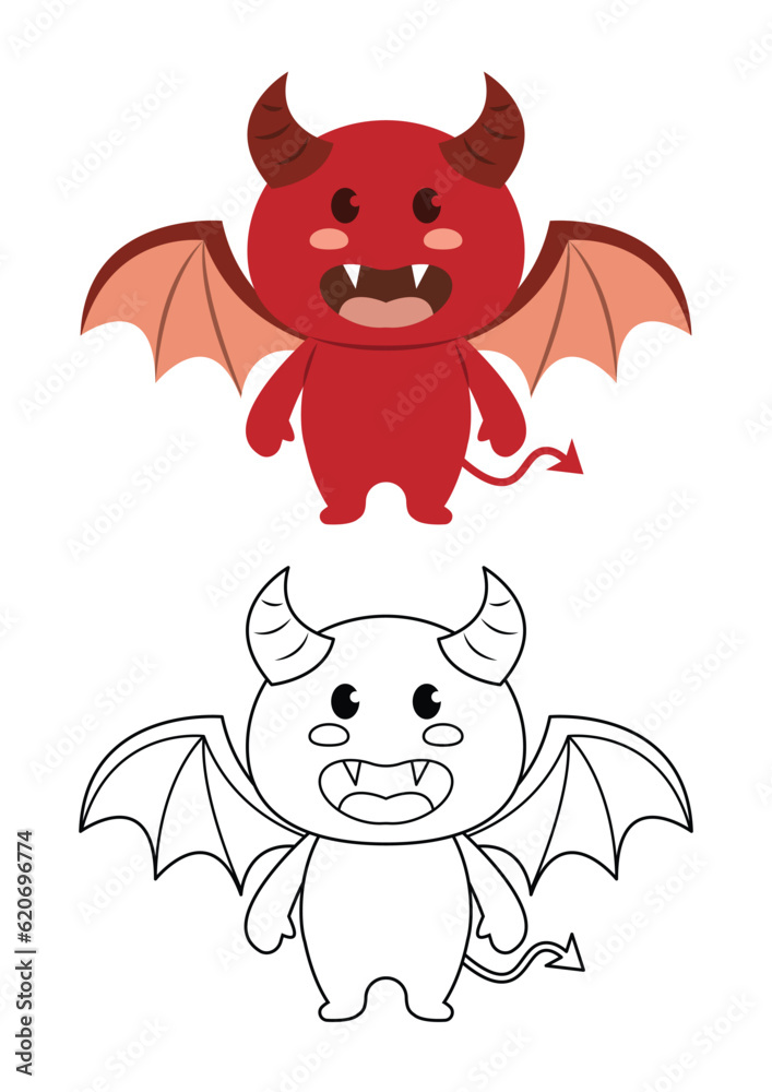 Evil cute vector illustration cartoon isolated on white background ...