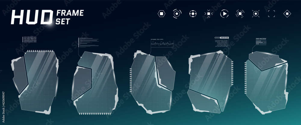 HUD digital futuristic user interface frame set. Sci Fi high tech ...