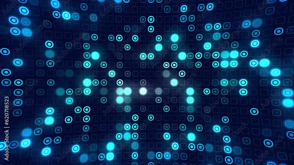 Glowing blue digital data lights blinking and flashing background. 4K ...