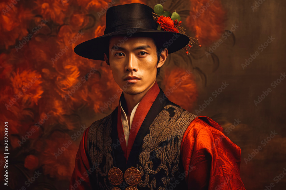 Handsome asian man posing as a famous movie character. Generative AI ...