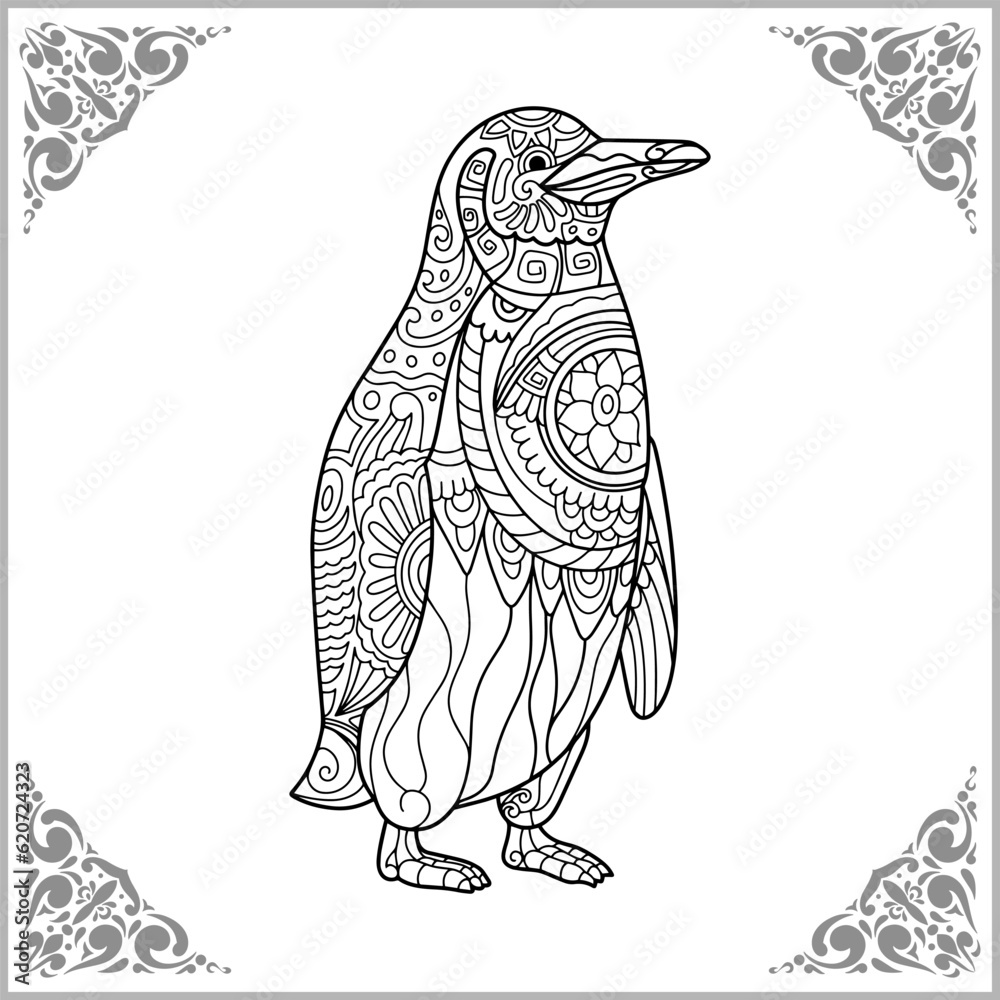 penguin zentangle arts. isolated on white background Stock Vector ...