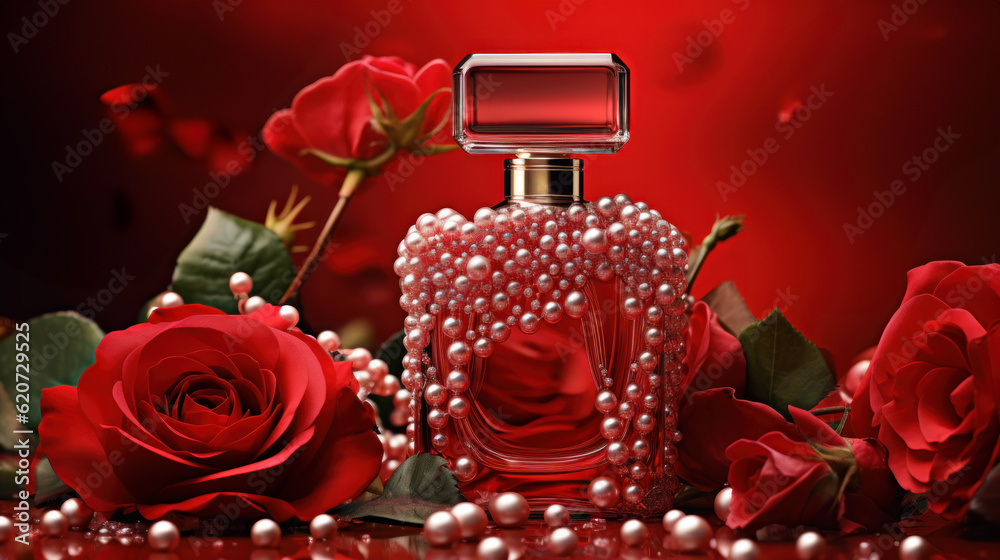 Luxury perfume ads, premium glass bottle template. Banner, flyer ...