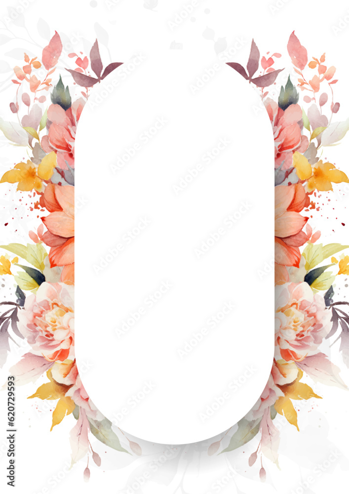 Colorful beautiful floral flower border frame poster background with ...