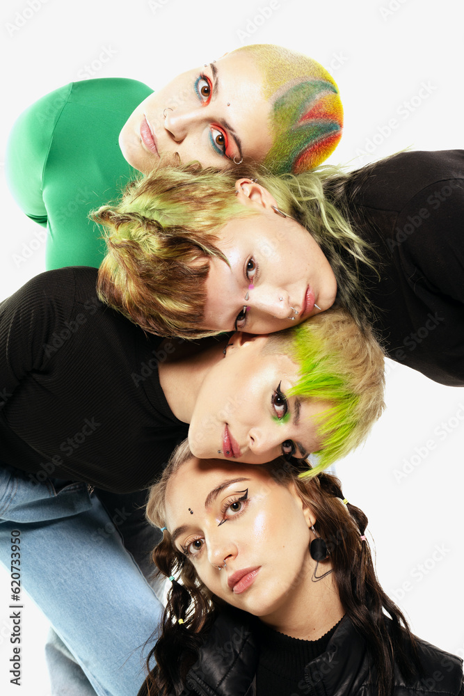 Group of people with different hairstyles standing together Stock Photo ...