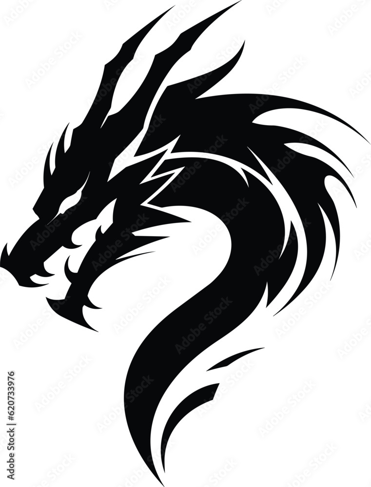 Poster dragon head tattoo design, vector illustration, Dragon logo ...