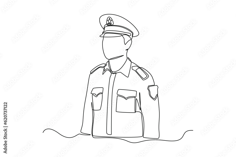 Single one line drawing Army, Air Force and Navy. Military concept ...
