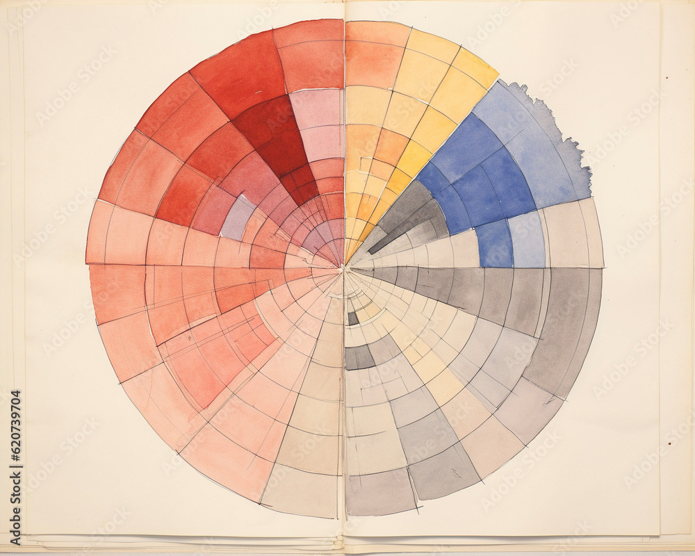 Diagram Circles Sketch Drawing Watercolor Technical Hand Drawn Colorful ...