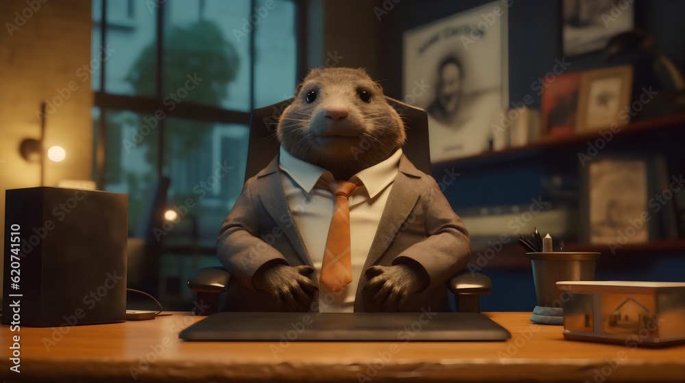 mole wearing formal business suit like a boss in the office: corporate ...