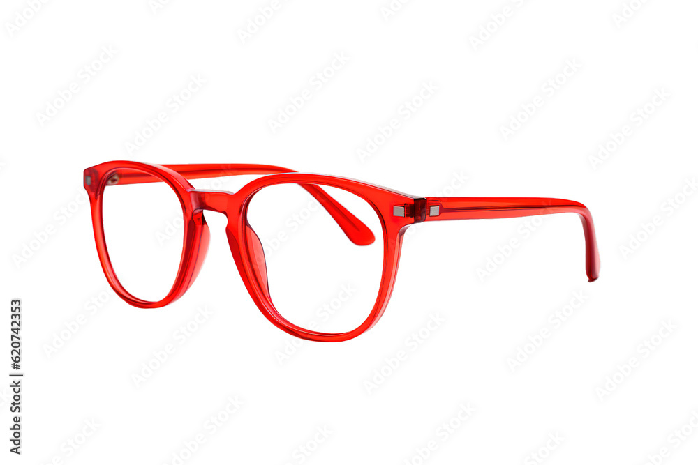 Red frame eyeglasses over isolated transparent background Stock ...