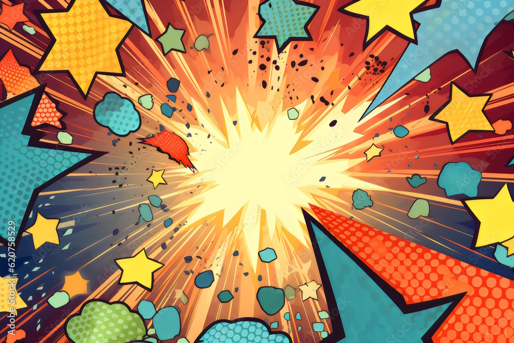 Dreamy Superhero-Themed Background with Ultra-Detailed Comic Book-Style ...