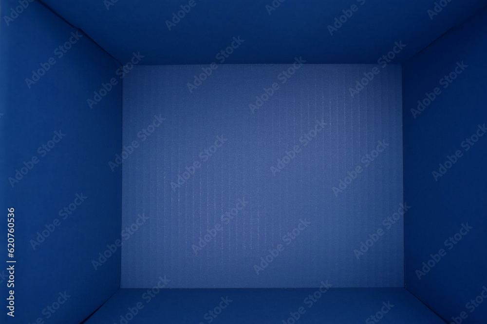 inside of blue carton box background, cardboard texture for design ...