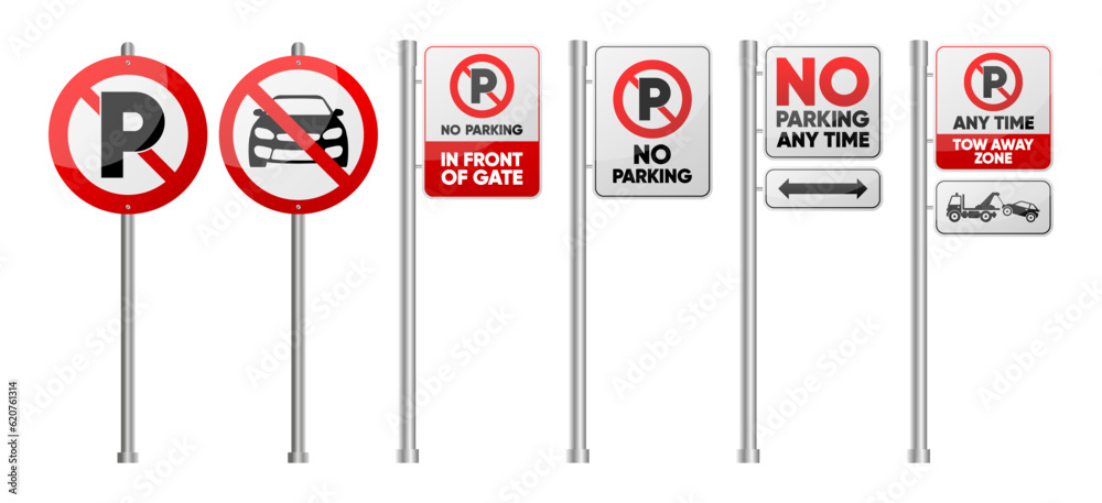 Restricted parking zone. No Parking road sign. No parking sign area ...