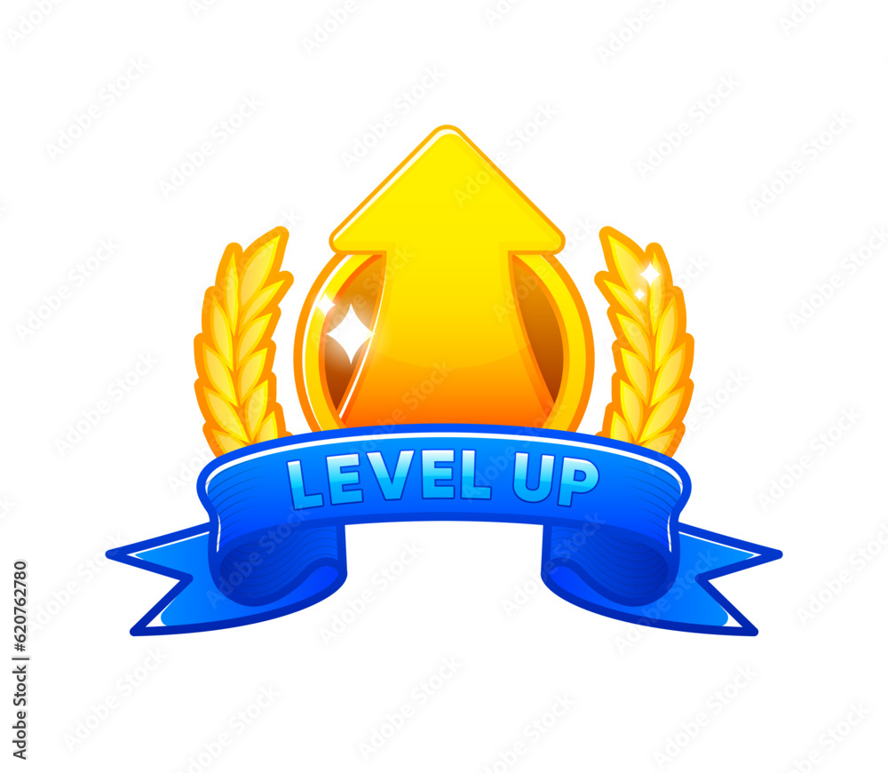 Level UP banner. Game label. Logo for 2D games. Can be used in mobile ...