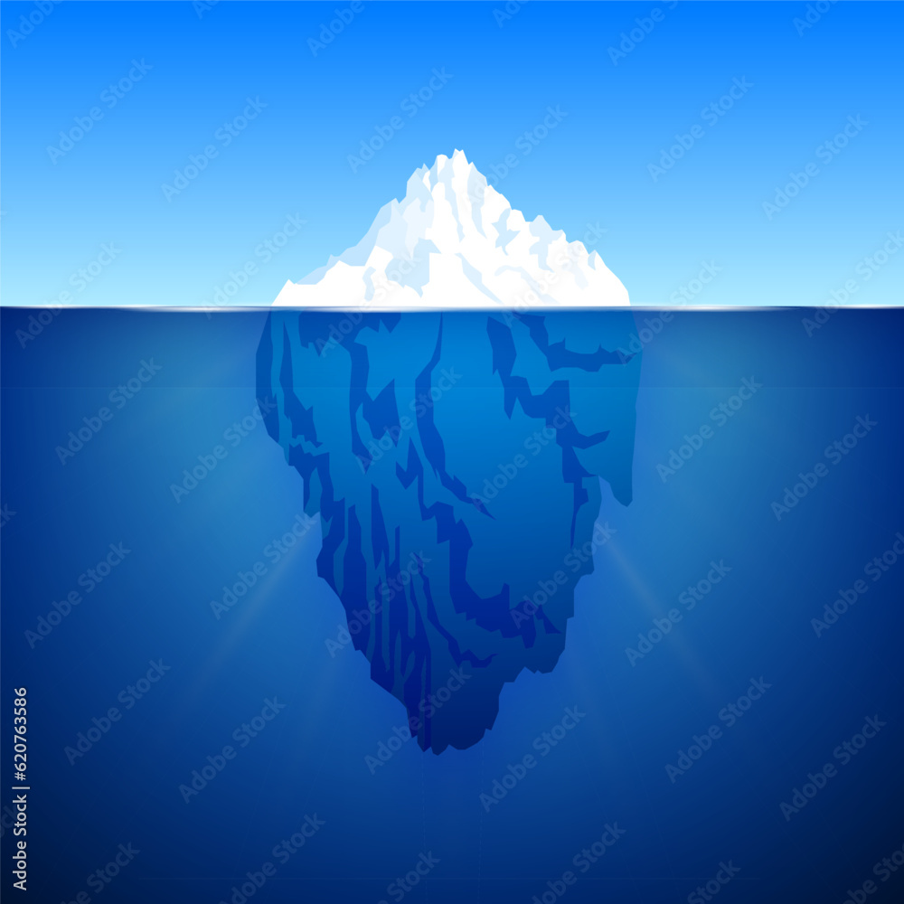 Floating iceberg. Ice frozen mountain landscape. Huge white block of ...