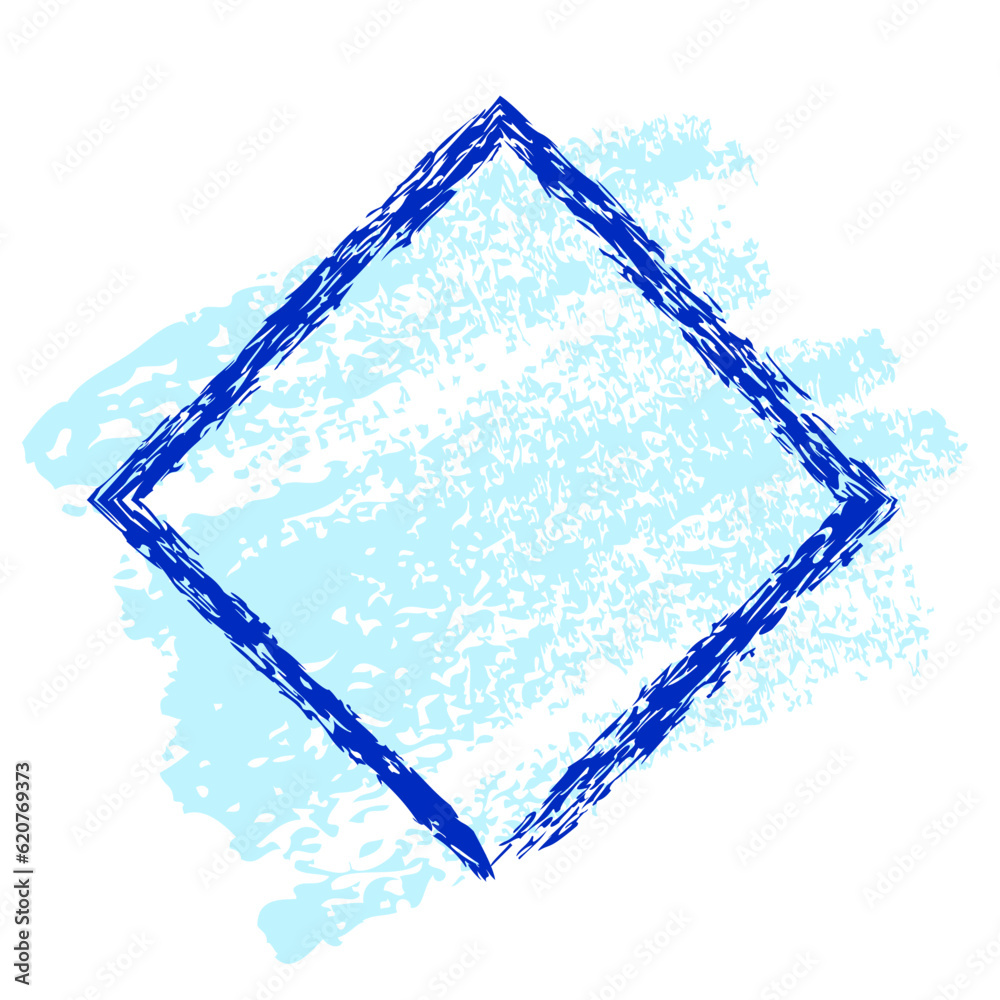 simple blue square background hand draw vector crayon sketch frame ...