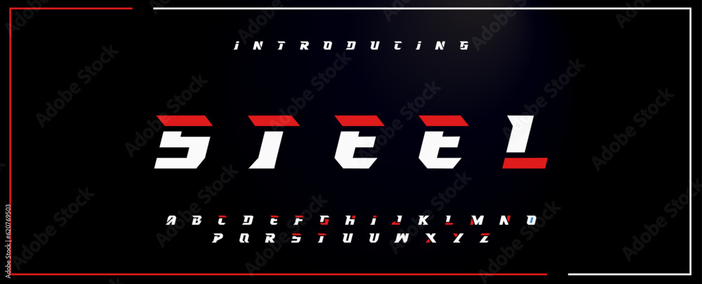 STEEL, Sports minimal tech font letter set. Luxury vector typeface for ...