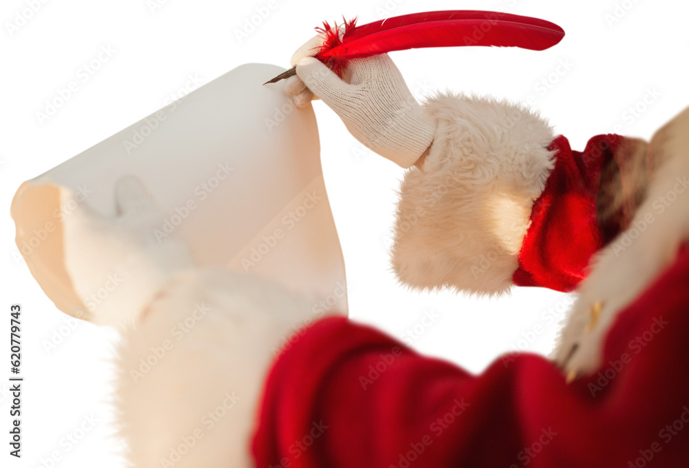 Digital png photo of caucasian santa claus writting letter at christmas ...