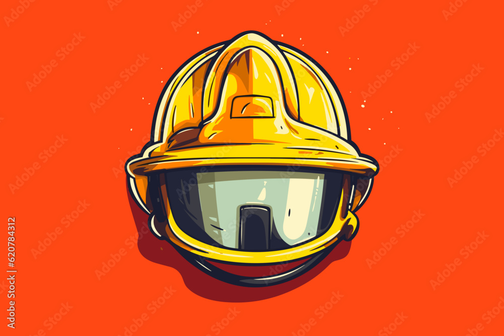 Hand-drawn cartoon Fire helmet flat art Illustrations in minimalist ...