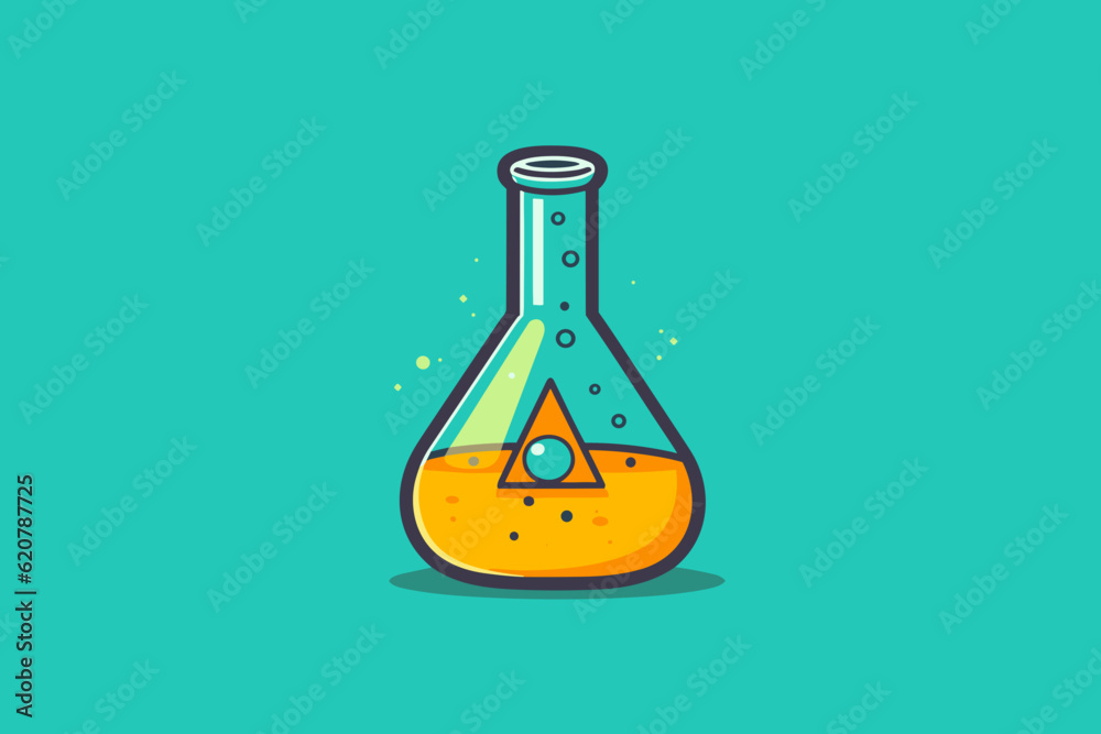 Hand-drawn cartoon Erlenmeyer flask flat art Illustrations in ...