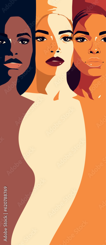 Vector flat card banner with vertical banner for International Women's ...