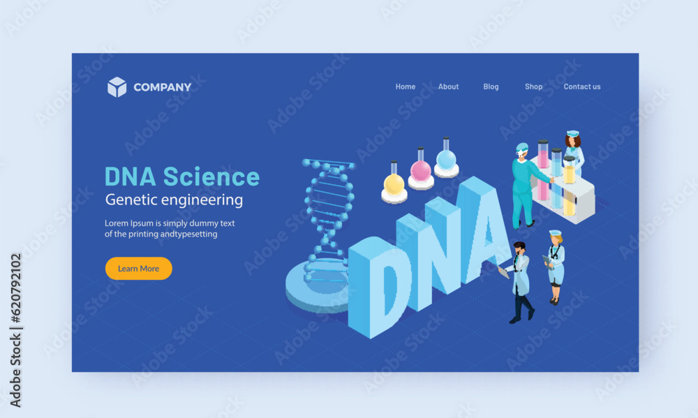 Vecteur Stock DNA Science Genetic Engineering Landing Page Design with ...