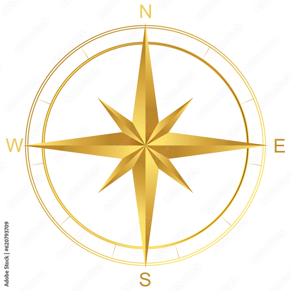 gold compass vector png on white transparent background Stock ...