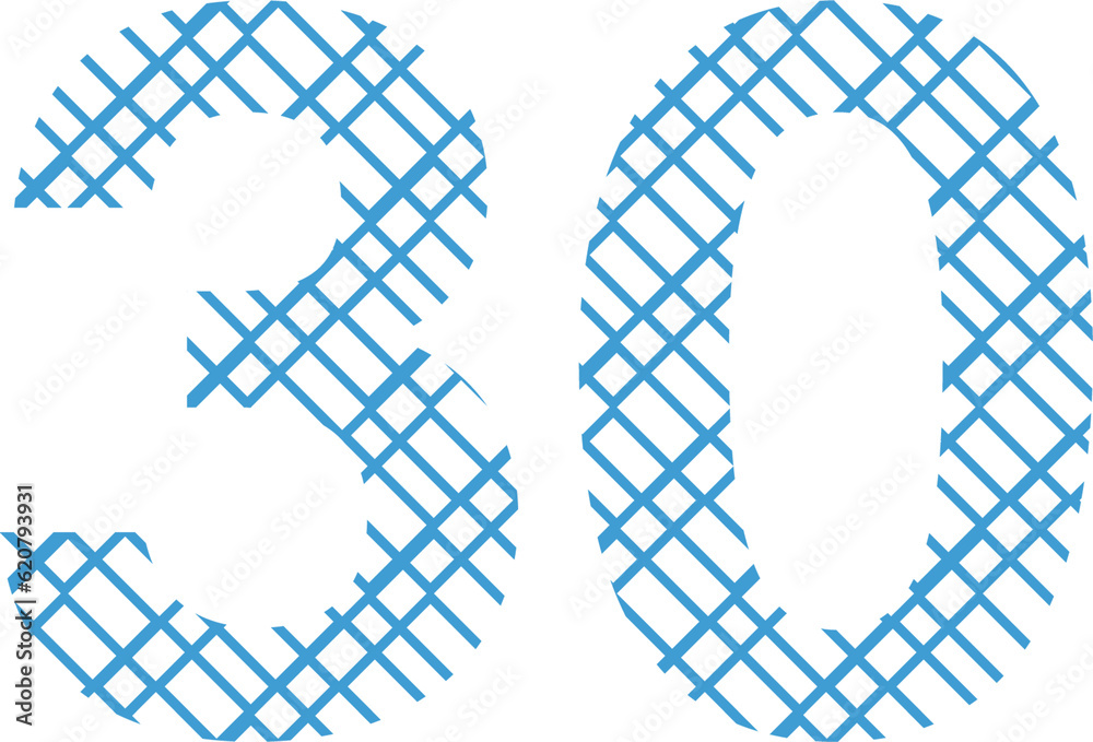 Digital png illustration of blue 30 number with pattern on transparent ...