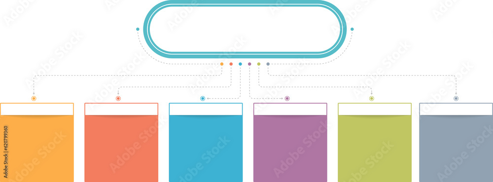 Flowchart with main title and 6 elements, workflow, process ...