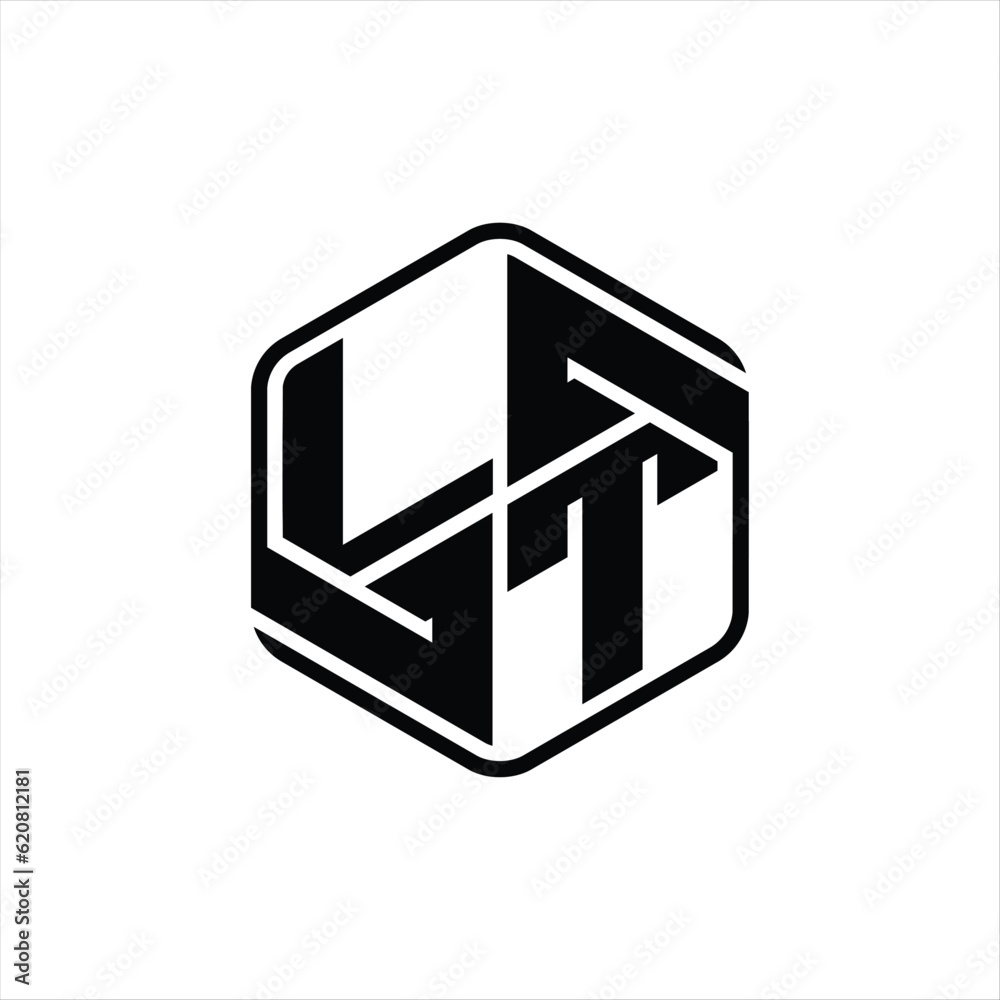LT Logo monogram hexagon shape with ornament abstract isolated outline ...